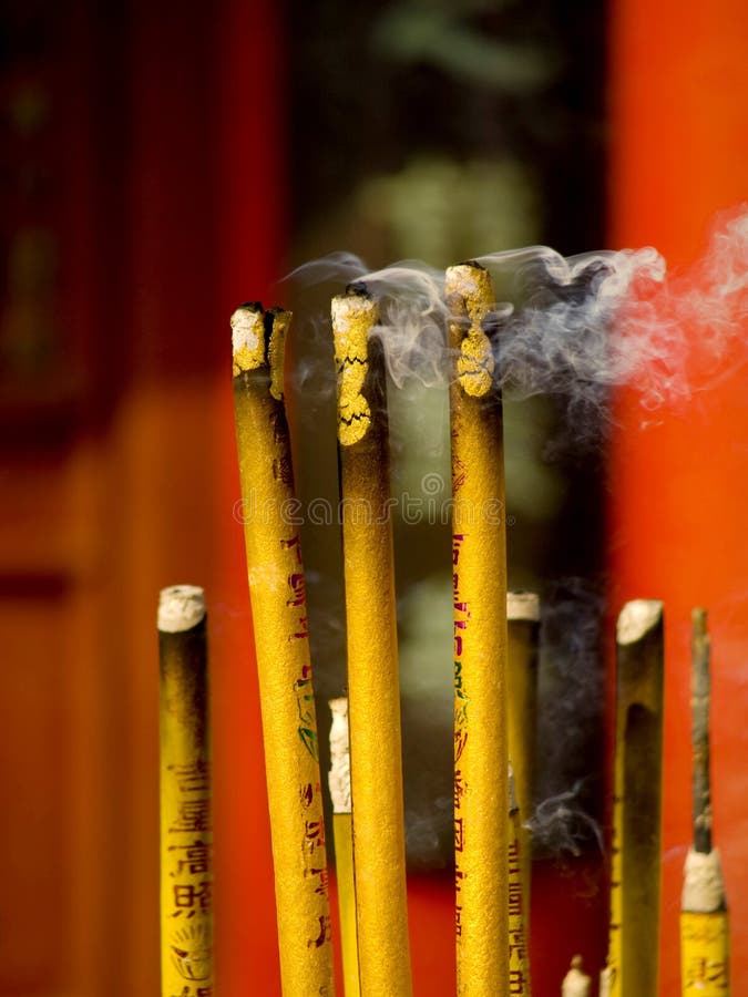 Incense and Candle in Temple Stock Photo - Image of candle, yellow ...