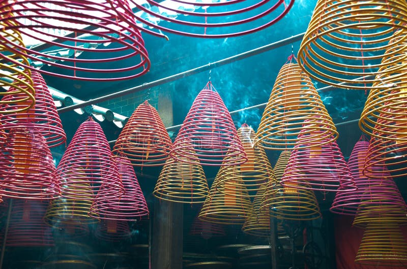 Incense Coils Hanging in the Temple Stock Photo - Image of incendere ...