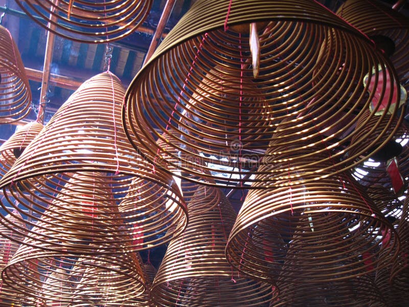 Incense Coils in Man Mo Temple, Hong Kong. Stock Image - Image of ...