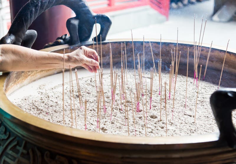 Incense Sicks from the Old Woman Hand Stock Photo - Image of incense ...