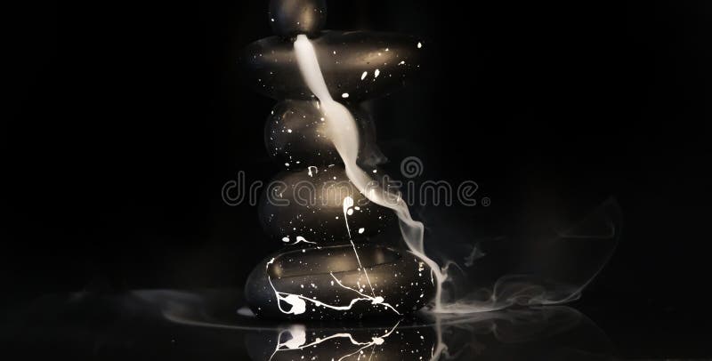 Incense Smoke Flowing Over Zen Stones Stock Illustration - Illustration ...