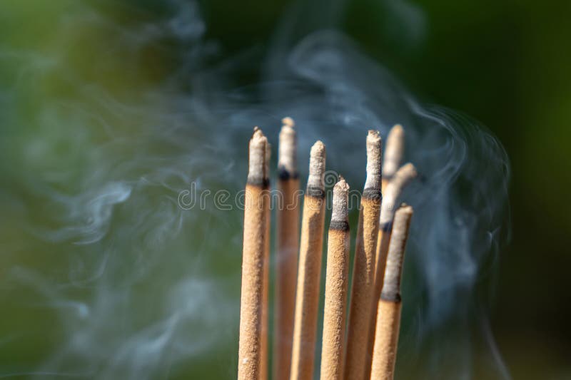 Incense Stick Burning with Smoke Stock Photo - Image of religious ...