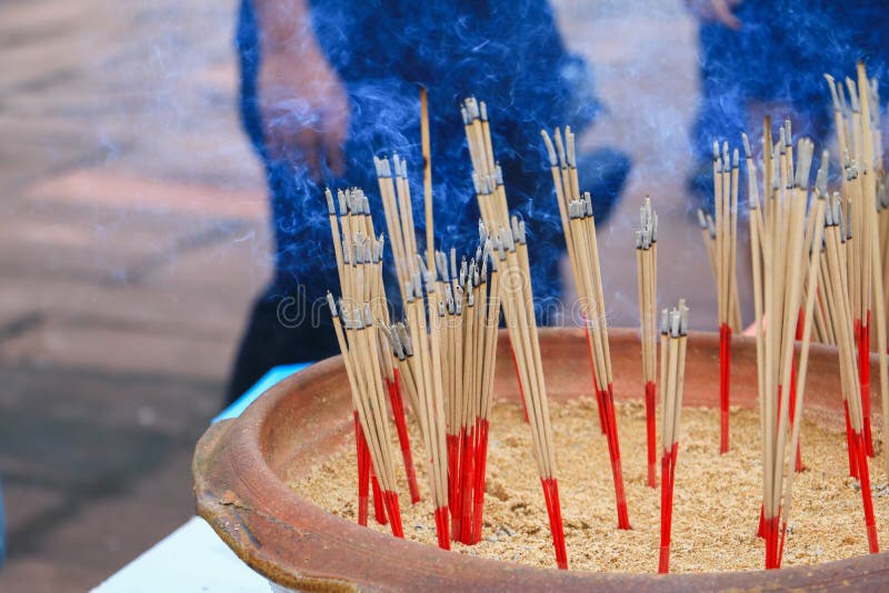 Incense Stick Burning and Smoke in Pot Stock Image - Image of concept ...