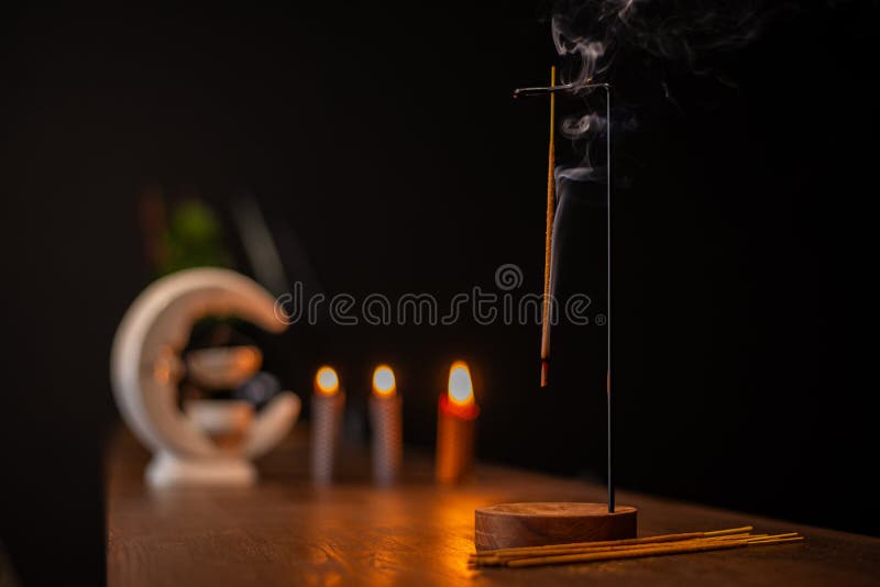 Incense Sticks Burning with Smoke Stock Image - Image of sticks ...