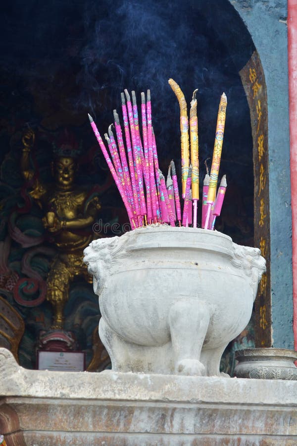 Incense Sticks in the Incense Burner at the Temple. Stock Photo - Image ...