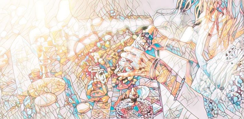 Incense in a Woman Hand, Ceremony Space and Drawing Effect. Stock ...