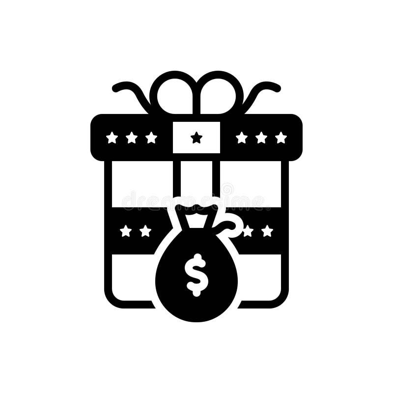 Black Solid Icon for Incentive, Gift Box and Bonus Stock Illustration ...