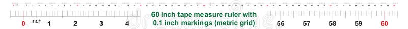 60 Inch Tape Measure Ruler with 0.1 Inch Markings Stock Illustration ...