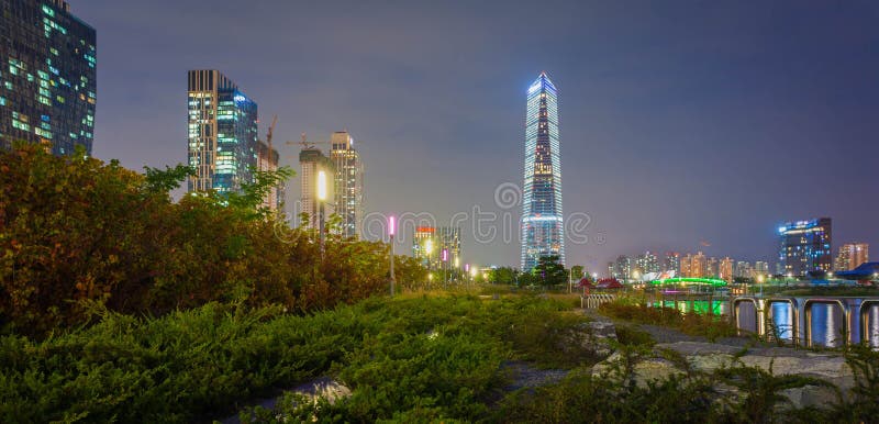 Incheon at night editorial stock image. Image of south - 45683344