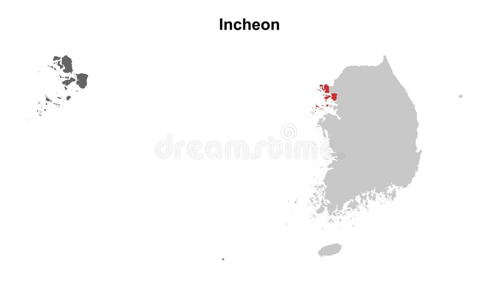 Incheon outline map stock vector. Illustration of border - 379009145