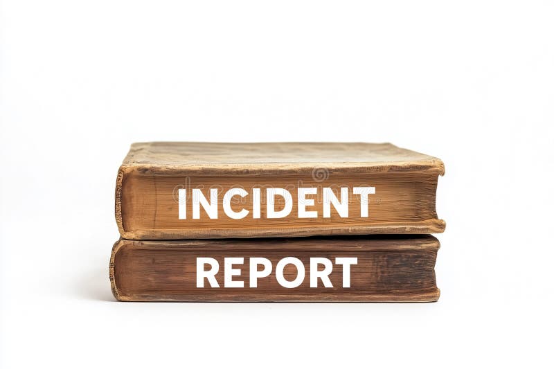 Incident Report Message Written on Stack of Books on White Background ...