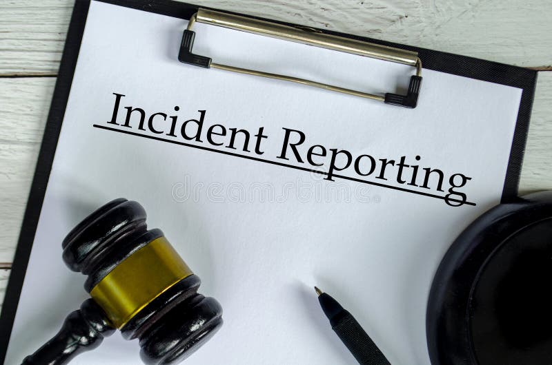 Incident Reporting Text White Paper Clipboard Gavel Concept Stock ...