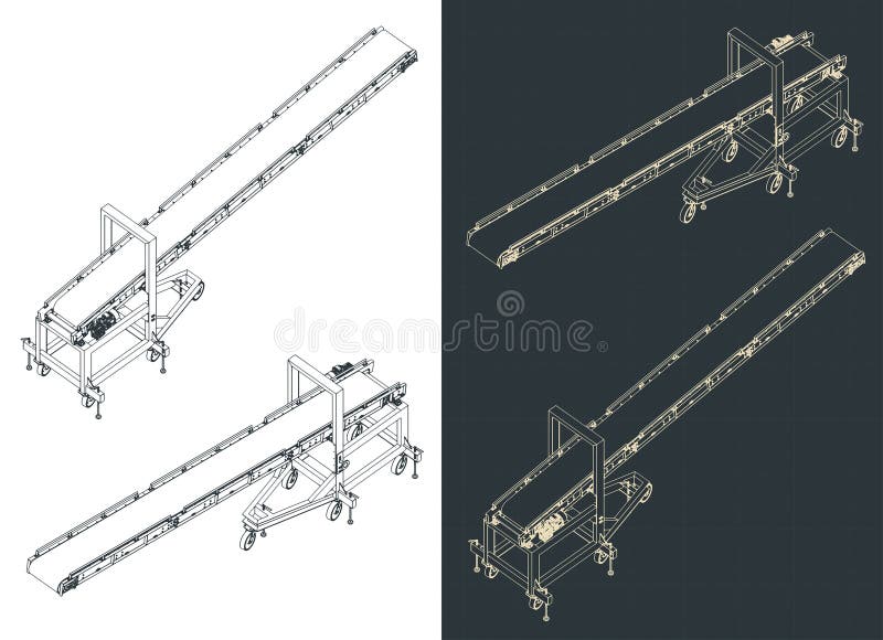 Inclination Loading Conveyor Isometric Blueprints Stock Vector ...