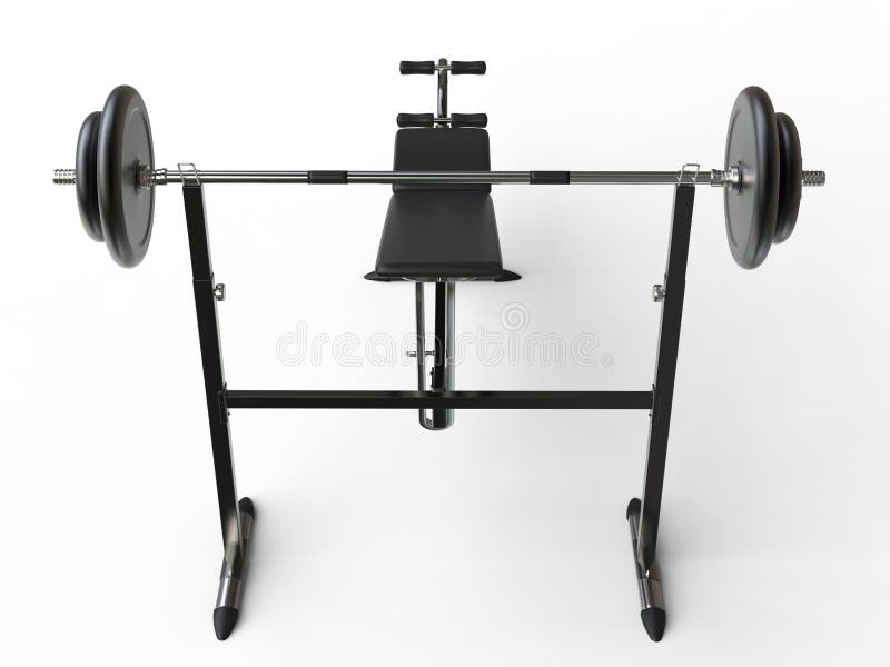 Incline Bench with Barbell Weight - Top View Stock Image - Image of ...