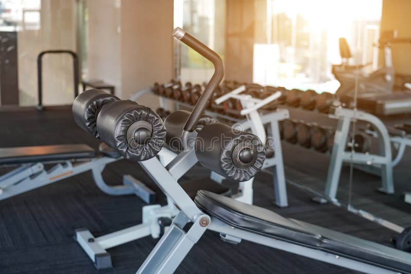 Incline Bench for Training Abdominal Muscles in the Gym. Stock Photo ...