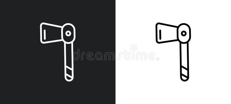 Inclined Ax Outline Icon in White and Black Colors. Inclined Ax Flat Vector Icon from ...