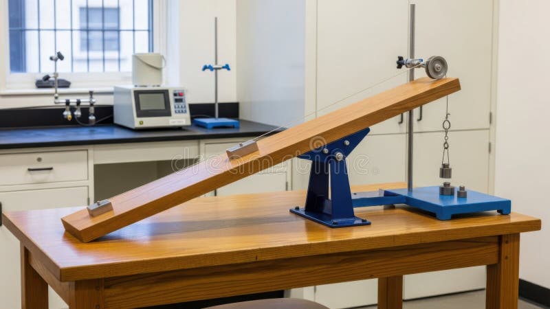 Inclined Plane Physics Experiment Setup with Weights and Pulley Stock Illustration ...