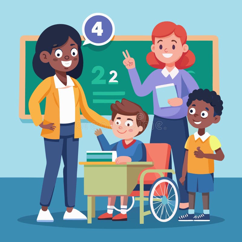 Animated Illustration of Children in a Classroom Setting Stock ...