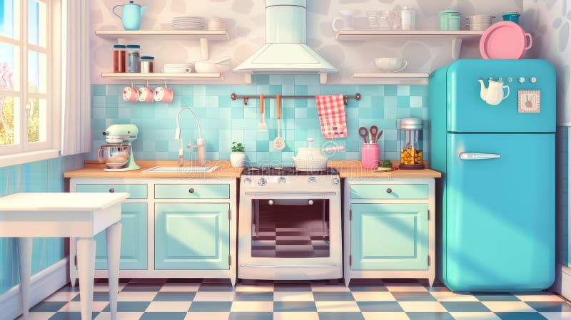 Including a Table, Oven, Range Hood, Refrigerator, and Utensils, this ...