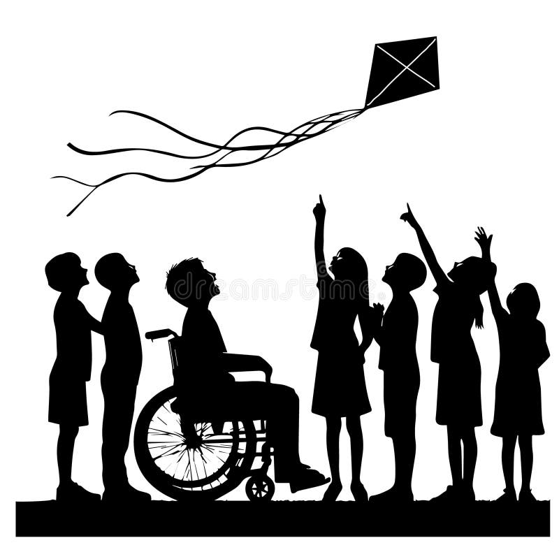 Inclusion of a Disabled Child and a Kite Stock Vector - Illustration of ...