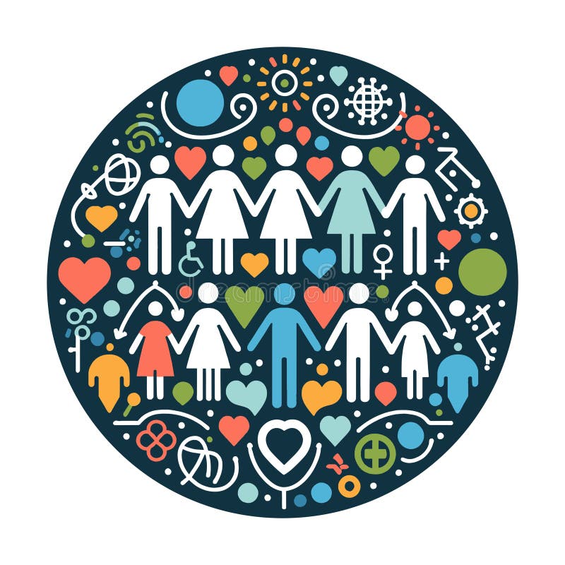 Inclusion Diversity Icon Raster Illustration Stock Illustration ...