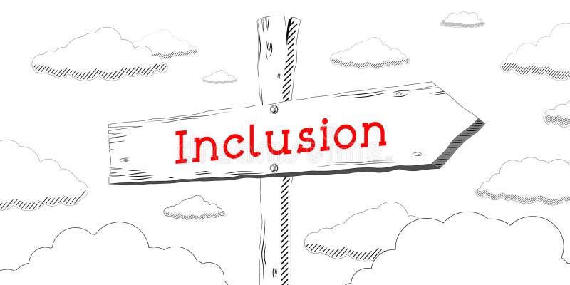 Inclusion - Outline Signpost with One Arrow Stock Illustration ...