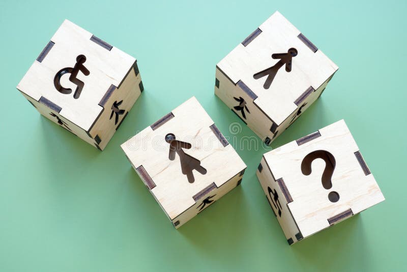 Inclusion Strategy and Onboarding. Cubes with Figures of People and a ...
