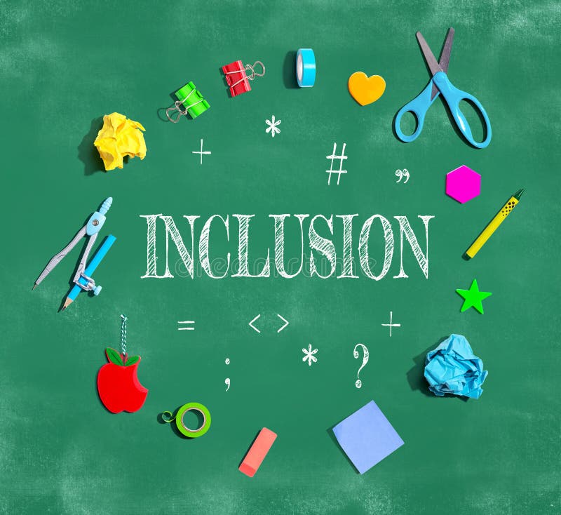 Inclusion Theme with School Supplies on a Chalkboard Stock Photo ...