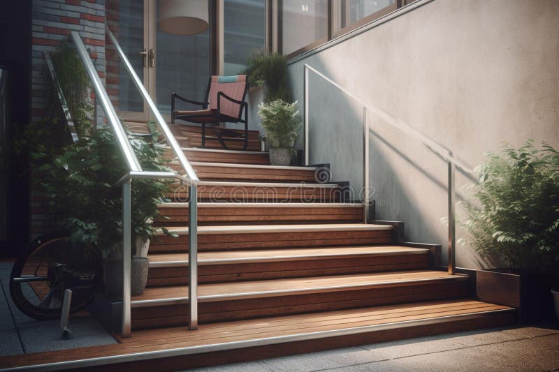 Inclusive Architecture: Wheelchair Ramp Over Stairs Stock Illustration ...