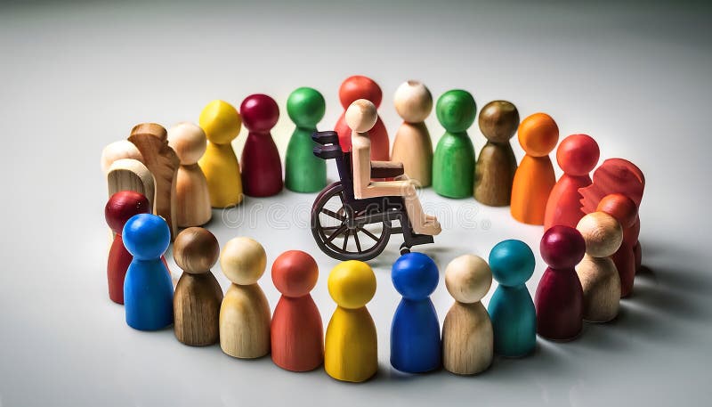 Inclusive Circle Wooden Figures Supporting Wheelchair User Ai Generated ...