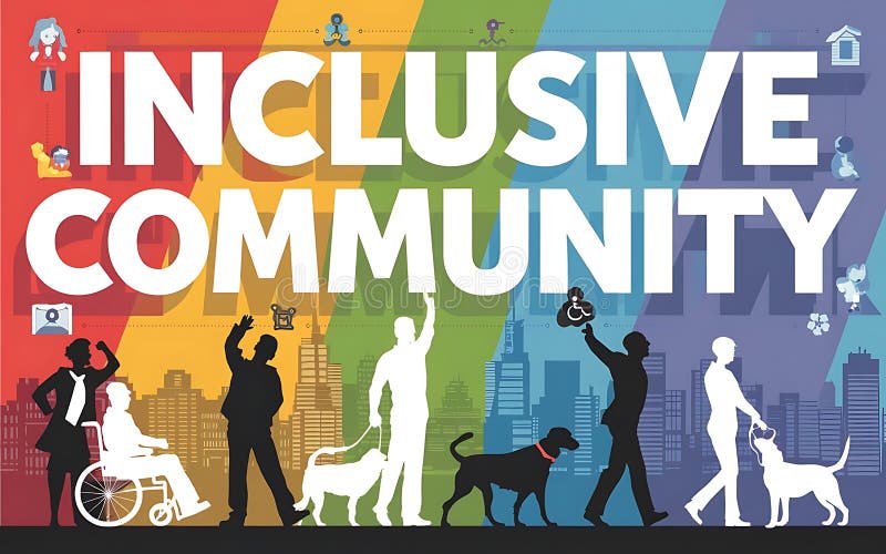 Inclusive Community Banner with Diverse Silhouettes Celebrating ...
