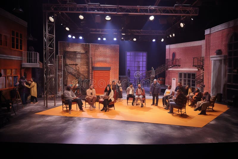 Inclusive Community Theater Group Rehearsing for Stock Illustration ...