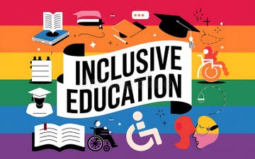 Inclusive Education Banner with Symbols of Learning and Accessibility ...