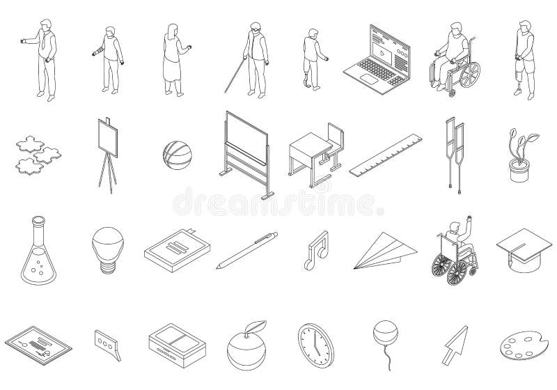 Inclusive Education Icons Set Outline Vector Stock Vector ...
