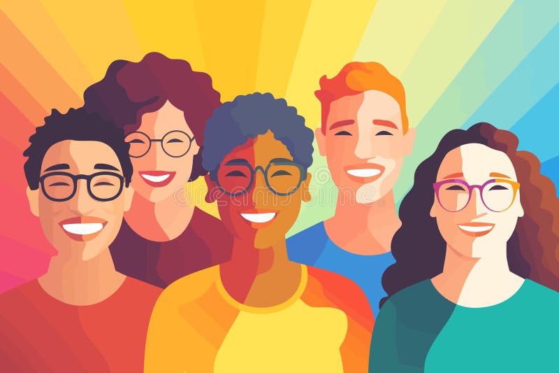 Inclusive Group of Happy People Isolated Vector Style Illustration ... Inclusive Group of Happy People Isolated Vector Style Illustration ...