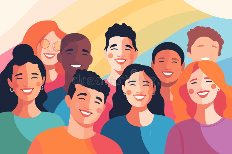 Inclusive Group of Happy People Isolated Vector Style Illustration ... Inclusive Group of Happy People Isolated Vector Style Illustration ...
