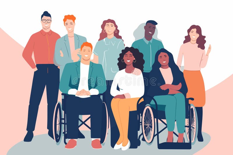 Inclusive Group of Motivated People Isolated Vector Style Illustration ...