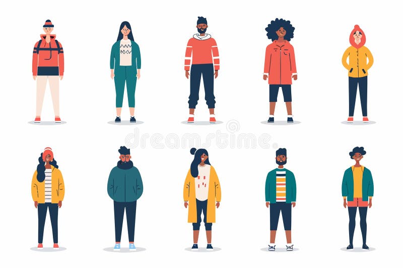 Inclusive Group of People Avatar Set Isolated Vector Style Stock Vector ...