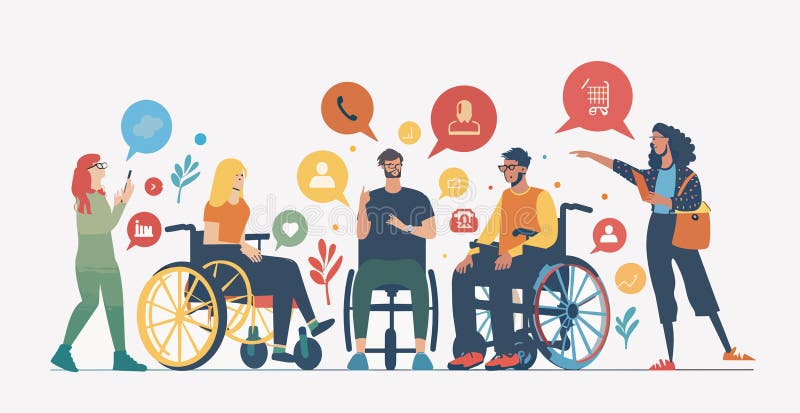 Inclusive Group of People with Disabilities, Using Wheelchairs and ...