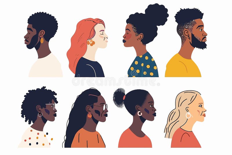 Inclusive Group of People on Video Call Isolated Vector Style Stock ...