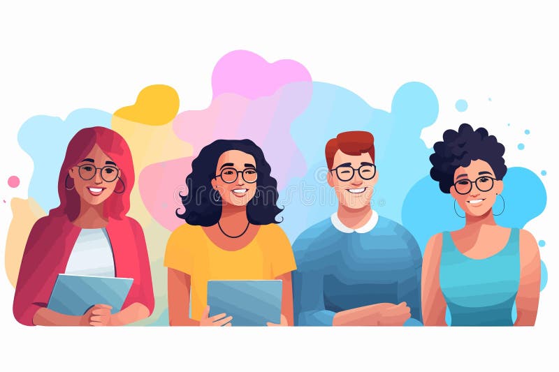 Inclusive Group of People on Video Call Vector Isolated Vector Style ...