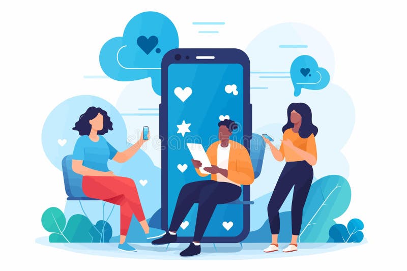 Inclusive Group of People on Video Call Vector Isolated Vector Style ...