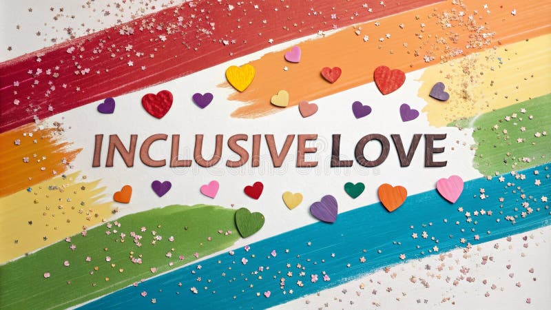 Inclusive Love Celebration with Colorful Hearts and Rainbow Theme Stock ...