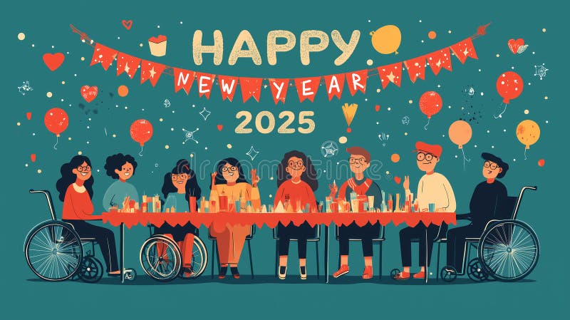 Inclusive New Year Celebration 2025 Stock Illustration - Illustration ...