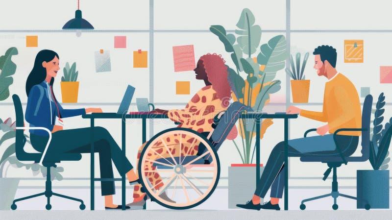 Inclusive Office Environment with Diverse Team Collaborating Around ...