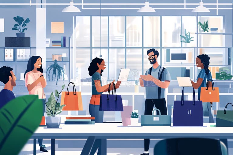 Inclusive Office Environment with a Team Analyzing Bag Mockup Feedback ...