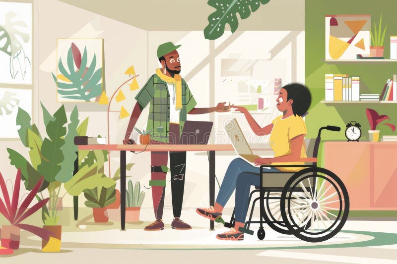 Inclusive Office Meeting with Diverse Colleagues. Stock Illustration ...