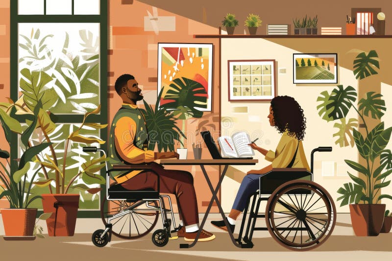 Inclusive Office Meeting with Diverse Colleagues. Stock Illustration ...