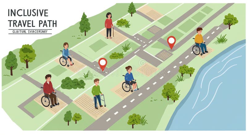 Inclusive Travel Path Illustration Shows a Diverse Group Navigating an ...