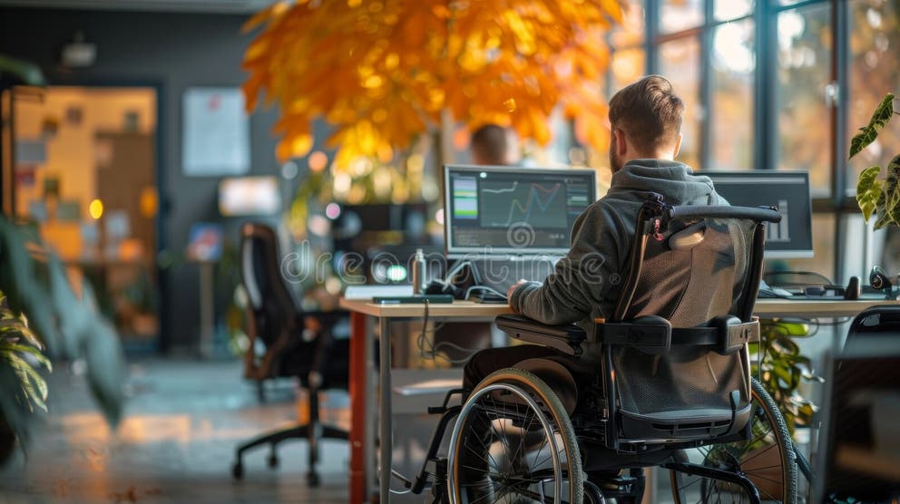 Inclusive Workplace with Adaptive Technology Stock Photo - Image of ...